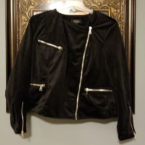 CoffeeShop | Jackets & Coats | Coffeeshop Velvet Silver Zipper Jacket ...